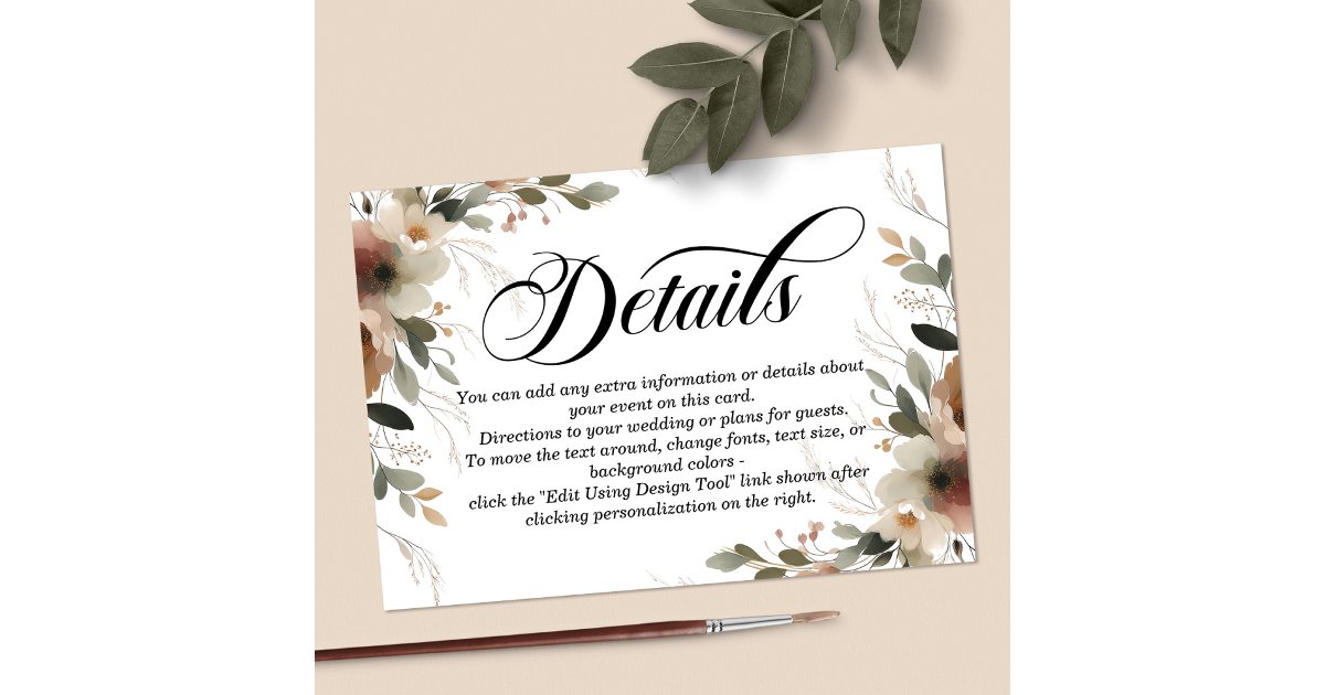 Ethereal Elegance Cottagecore Wedding Details Enclosure Card | Zazzle