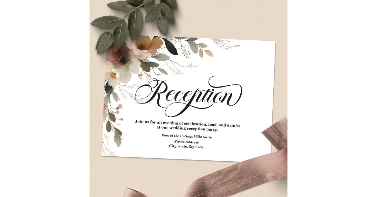 Ethereal Elegance Cottagecore Wedding Reception Enclosure Card | Zazzle