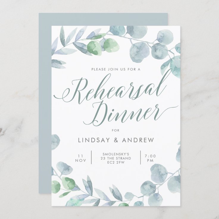Ethereal Eucalyptus Wedding Rehearsal Dinner Invitation | Zazzle