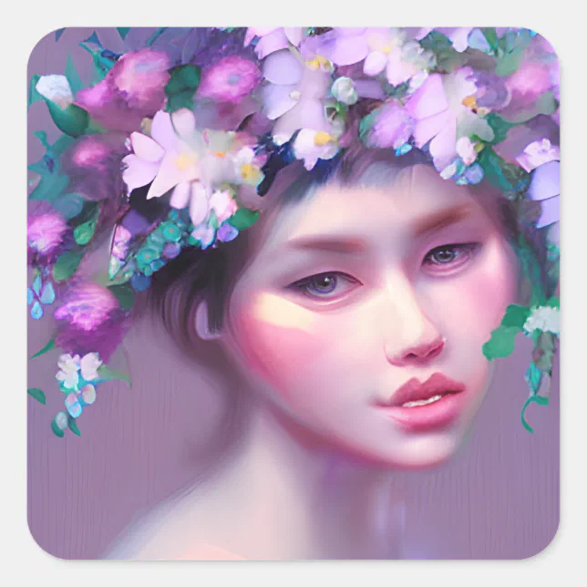 Ethereal Fantasy Fairytale Art | Pretty Women Square Sticker | Zazzle