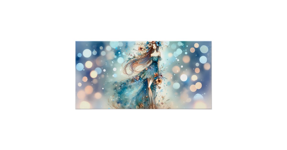 Ethereal Fantasy Goddess in a Watercolor Dream Poster | Zazzle
