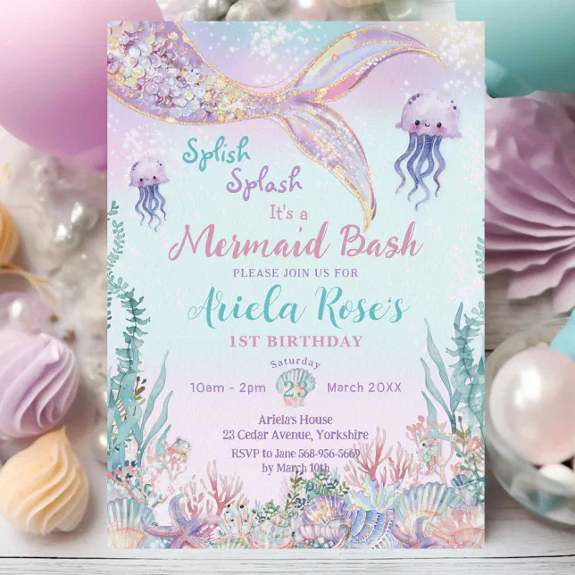 Ethereal Mermaid Bash Under the Sea Pool Birthday Invitation | Zazzle