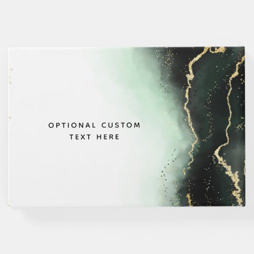 Ethereal Mist Ombre Emerald Green Gilded Wedding Guest Book | Zazzle