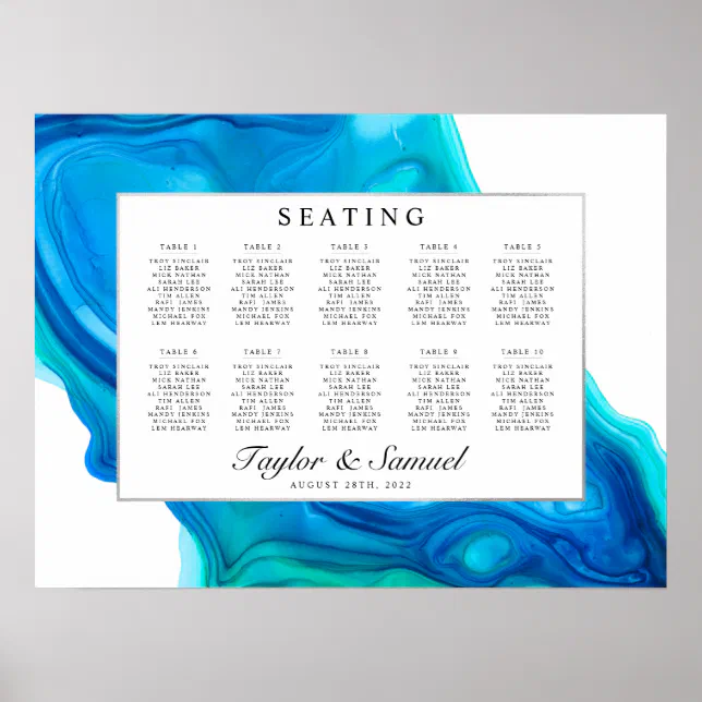 Ethereal Wave Beach Island Wedding Seating Chart M | Zazzle
