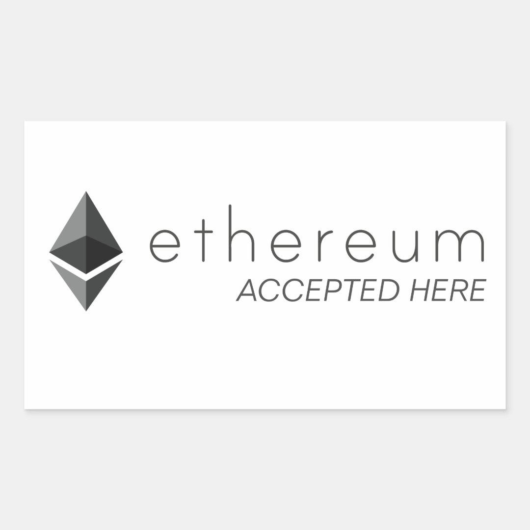 Ethereum Accepted Here Rectangle Stickers | Zazzle