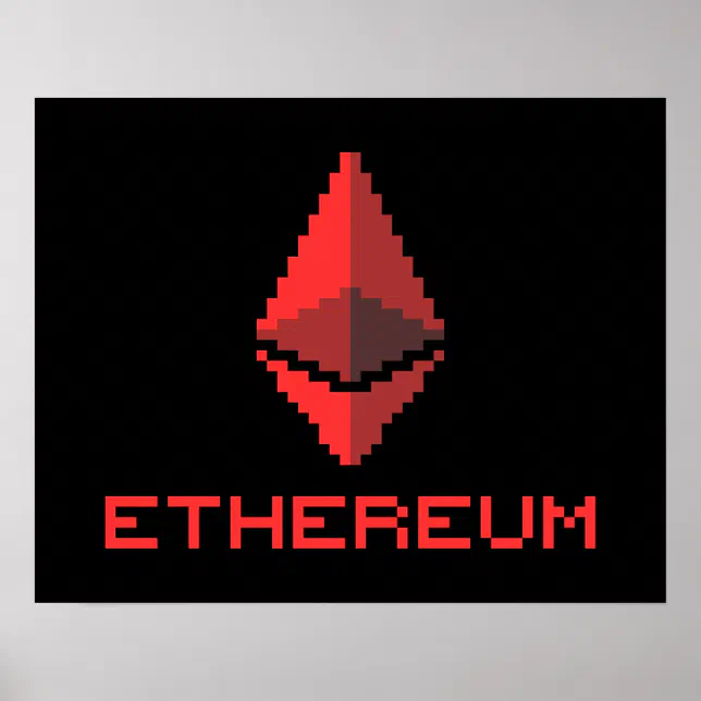 Ethereum ETH 8-Bit Red Logo | Poster | Zazzle