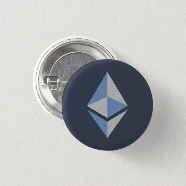 Ethereum ETH Gray & Blue Logo | Button | Zazzle