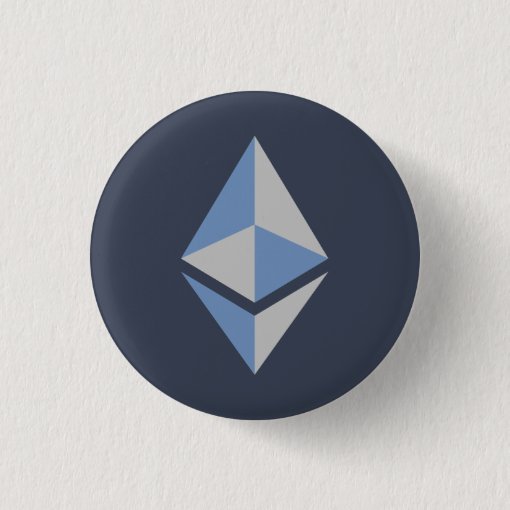 Ethereum ETH Gray & Blue Logo | Button | Zazzle