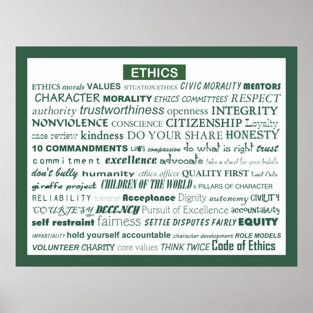 "Ethics Word Poster" Poster | Zazzle