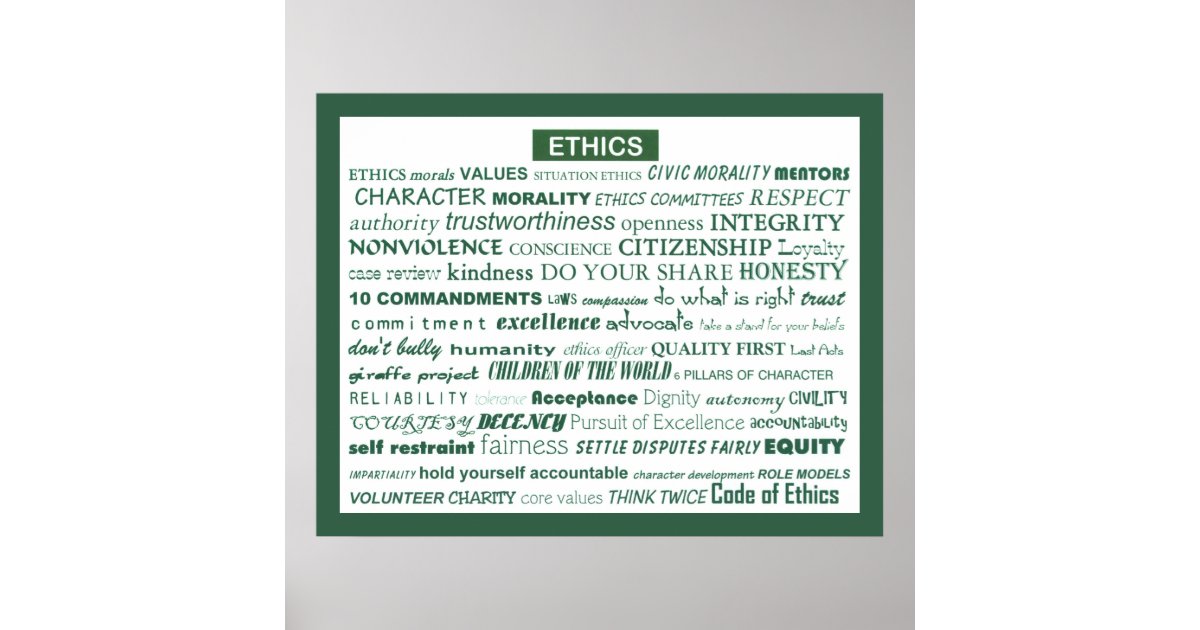 "Ethics Word Poster" Poster | Zazzle