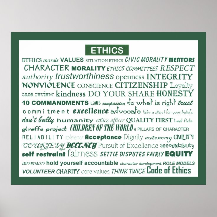"Ethics Word Poster" Poster | Zazzle