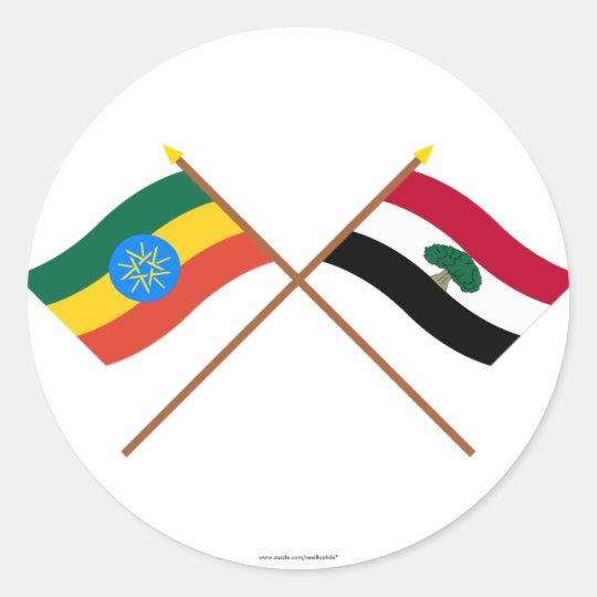 Ethiopia and Oromia Crossed Flags Classic Round Sticker | Zazzle.com