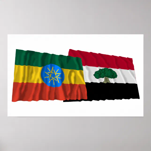 Ethiopia and Oromia Waving Flags Poster | Zazzle