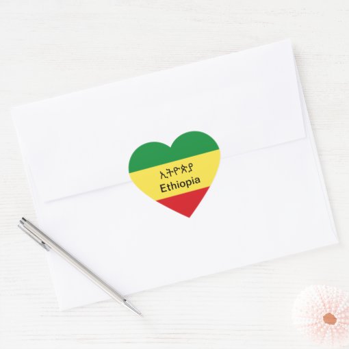 Ethiopian flag sticker with Amharic print | Zazzle