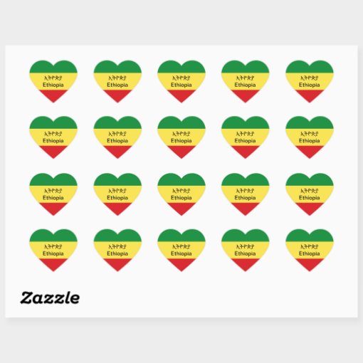 Ethiopian flag sticker with Amharic print | Zazzle