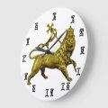 Ethiopian Gold Lion Time - Round (Large) Clock | Zazzle