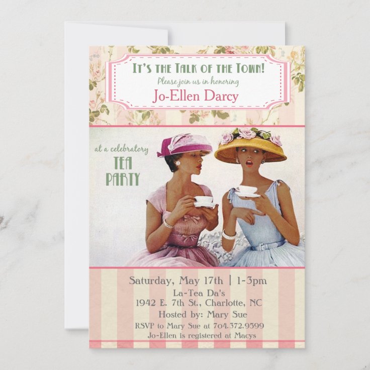 Ethnic African American Retro Tea Party Invitation | Zazzle