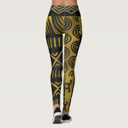 Ethnic African Golden Pattern on black Leggings | Zazzle