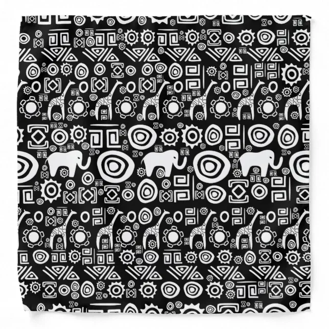 Ethnic African Pattern- Black and White #4 Bandana | Zazzle