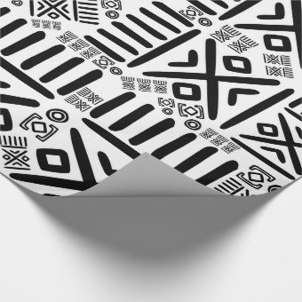 Ethnic African Pattern- Black and White #8 Wrapping Paper | Zazzle
