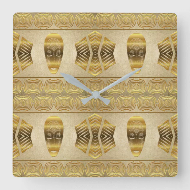 Ethnic African tribal mask pattern. Square Wall Clock | Zazzle