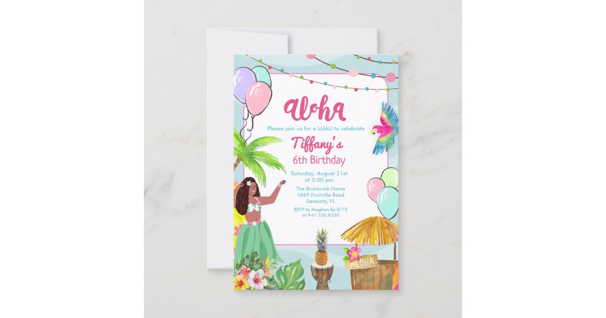 Ethnic Aloha Luau Tropical Birthday Invitation | Zazzle