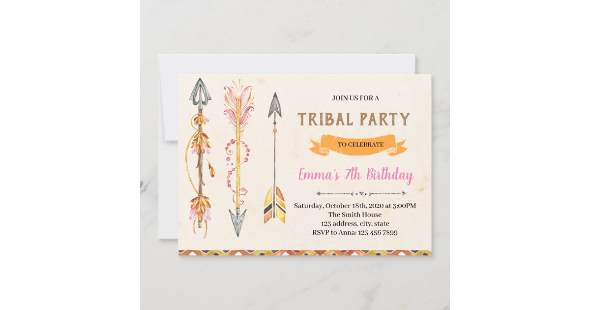 Ethnic Arrows tribal birthday Invitation | Zazzle