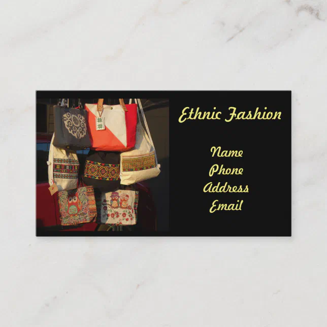 Ethnic Fashion Handbags Business Card | Zazzle