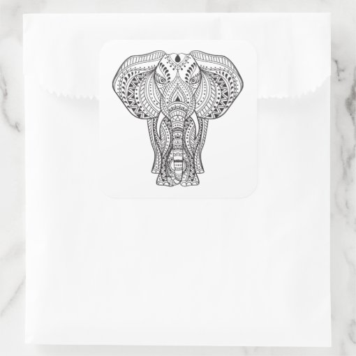 Ethnic Indian Elephant Square Sticker | Zazzle