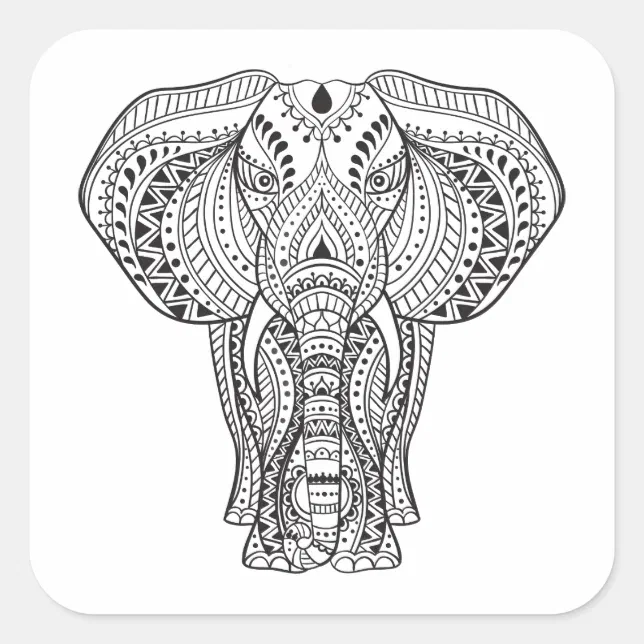 Ethnic Indian Elephant Square Sticker | Zazzle