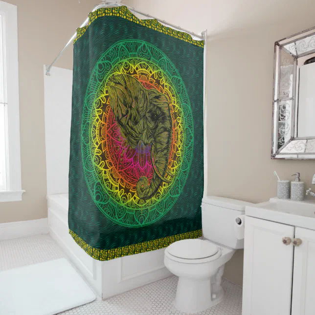 Ethnic Indian Style - Mandala - Tribal Elephant Shower Curtain | Zazzle