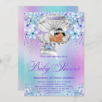 Ethnic Mermaid Clam Shell Baby Shower Invitations | Zazzle