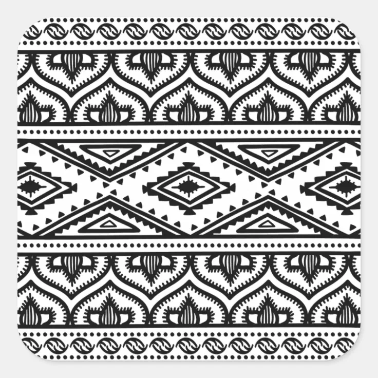 Ethnic Pattern Design Square Sticker | Zazzle