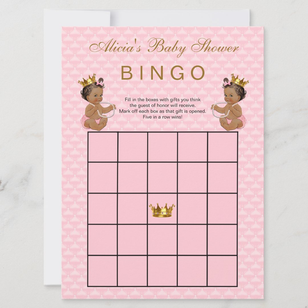 Ethnic Princess Baby Shower Bingo | Zazzle
