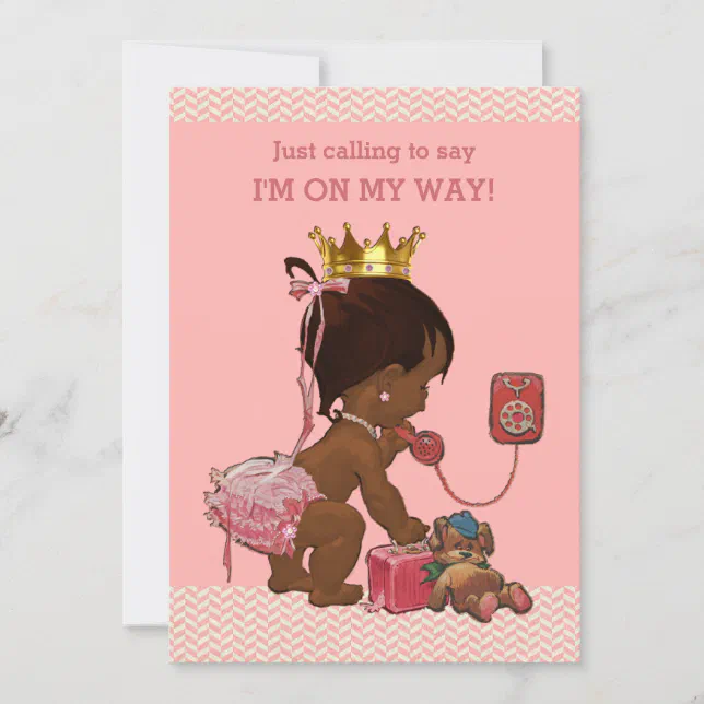 Ethnic Princess on Phone Baby Shower Chevrons Invitation | Zazzle