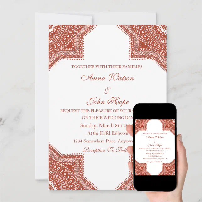 Ethnic Red Moroccan Wedding Invitation | Zazzle