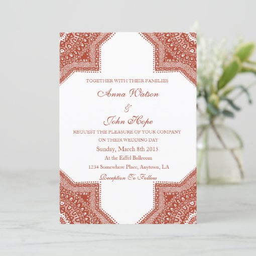 Ethnic Red Moroccan Wedding Invitation | Zazzle