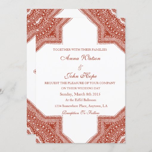 Ethnic Red Moroccan Wedding Invitation | Zazzle