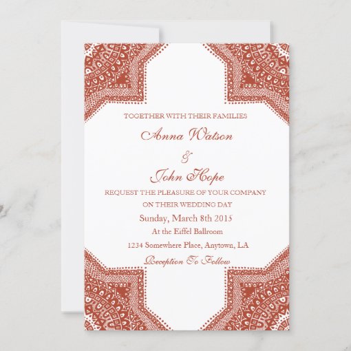 Ethnic Red Moroccan Wedding Invitation | Zazzle