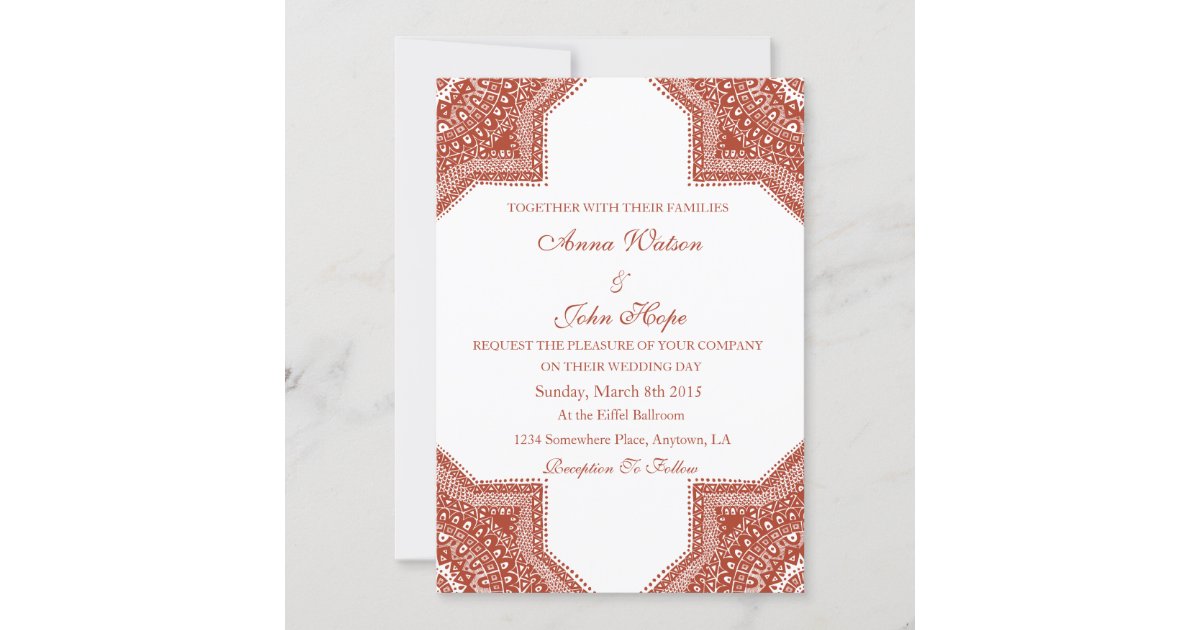 Ethnic Red Moroccan Wedding Invitation | Zazzle