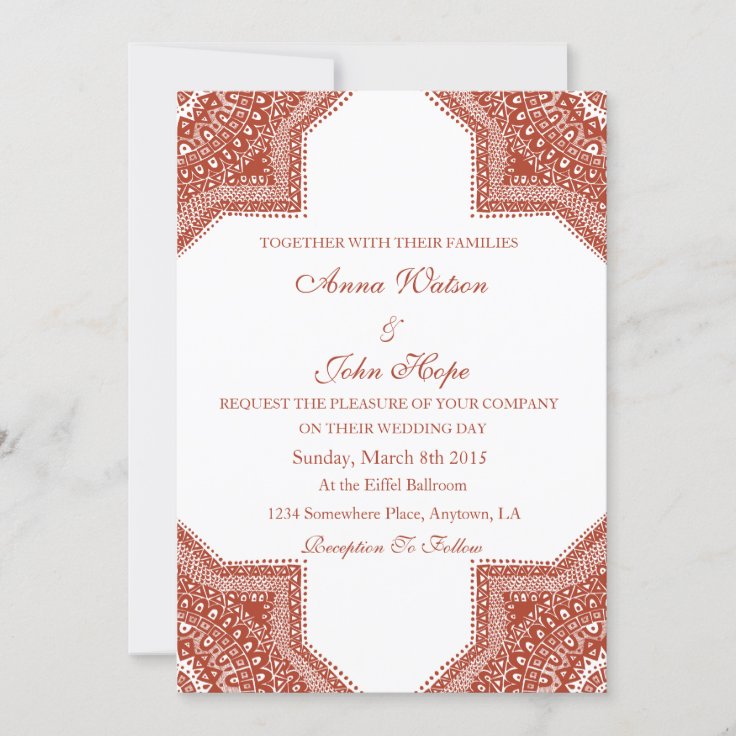 Ethnic Red Moroccan Wedding Invitation | Zazzle
