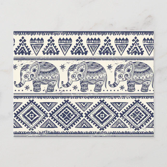 Ethnic Tribal Aztec Elephant Pattern Postcard | Zazzle
