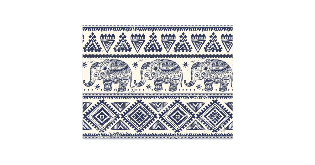 Ethnic Tribal Aztec Elephant Pattern Postcard | Zazzle.com