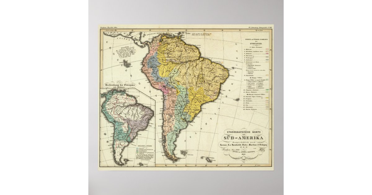 Ethnographic Map of South America Poster | Zazzle