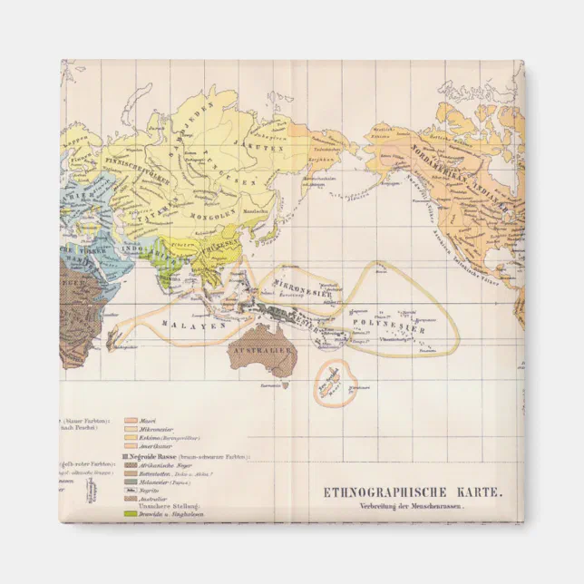 Ethnographic Map of the World Magnet | Zazzle