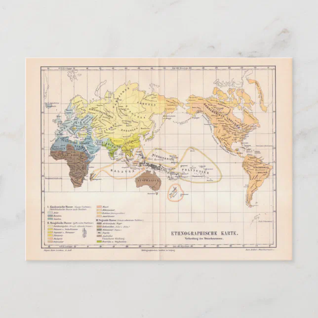 Ethnographic Map of the World Postcard | Zazzle