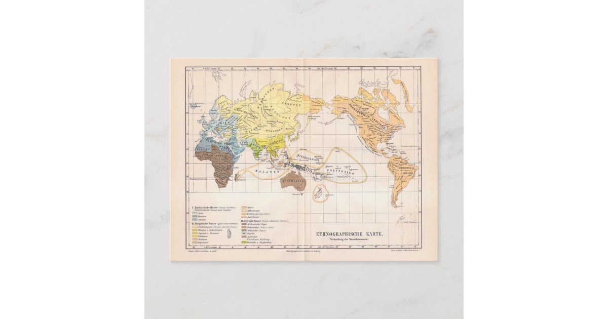Ethnographic Map of the World Postcard | Zazzle