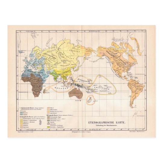 Ethnographic Map of the World Postcard | Zazzle.com