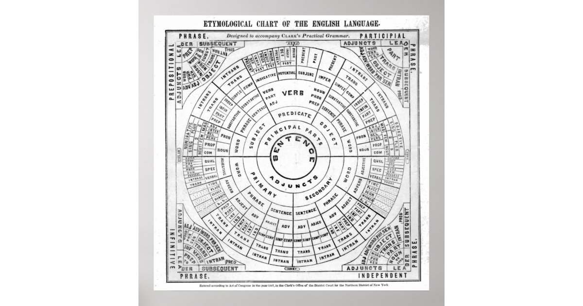 Etymological Chart of the English Language Rev | Zazzle