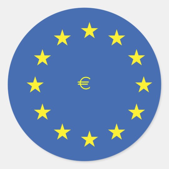 EU flag.with EURO Symbol Classic Round Sticker | Zazzle.com